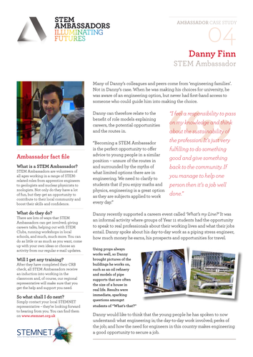 STEM Ambassador: Danny Finn | Teaching Resources