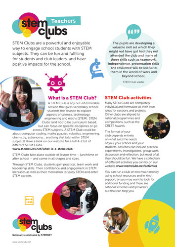 STEM Clubs Programme | Teaching Resources