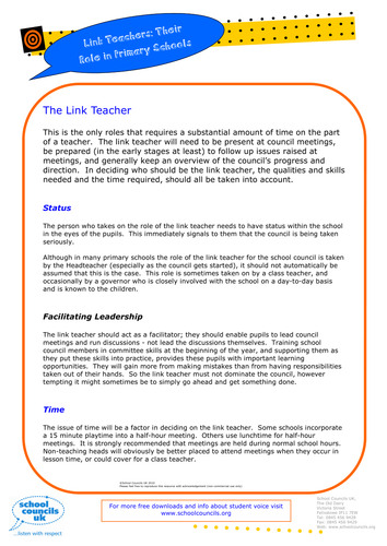Link Teachers: Their Role in Primary Schools | Teaching Resources