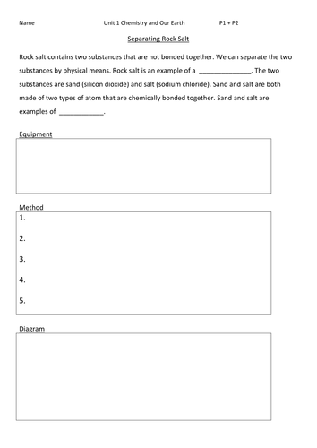 BTEC Chemistry/KS3 Separating Rock Salt | Teaching Resources