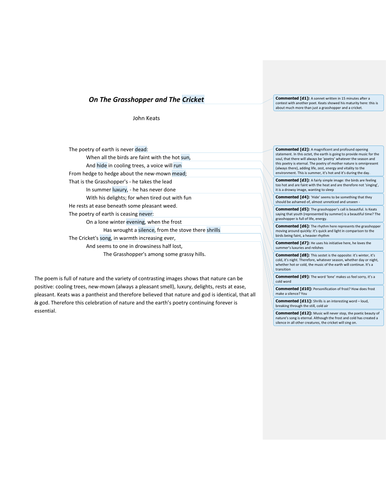 On the Grasshopper and the Cricket by John keats | Teaching Resources