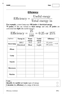 P1.2 Energy efficiency and conservation of energy | Teaching Resources