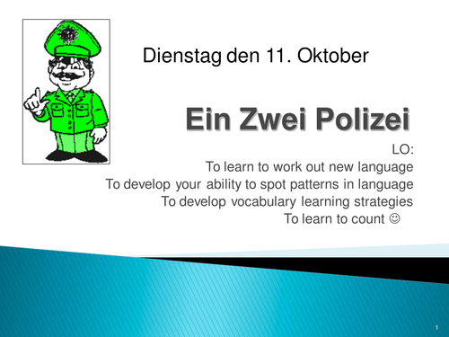 Numbers 1 10 Eins Zwei Polizei Teaching Resources