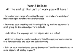 Ballads - Full Scheme of work lesson 1 | Teaching Resources