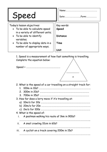 Speed | Teaching Resources