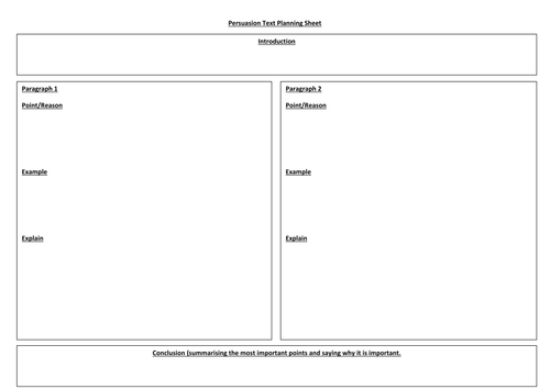 Persuasive writing plan | Teaching Resources