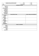 Lesson Evaluation Template | Teaching Resources