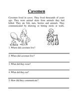 Cavemen comprehension | Teaching Resources