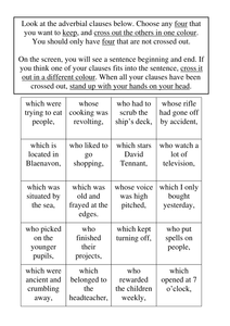 Adjectivial/embedded clause bingo game - Resources - TES