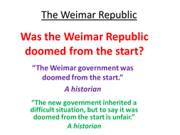 Weimar Republic; Constitution and Government | Teaching Resources