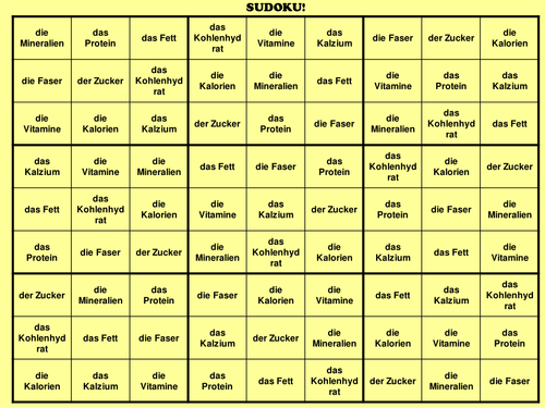 Sudoku and Dice game food and drink | Teaching Resources