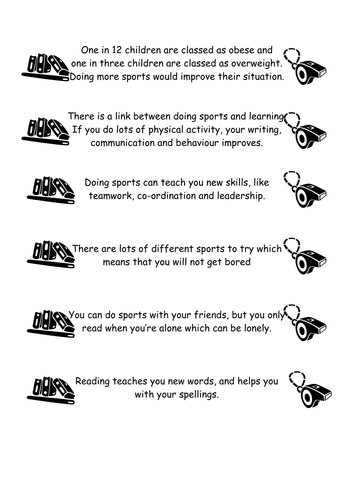 Argument on reading, sport and uniform | Teaching Resources