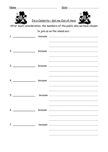 I'm a celebrity - who would you take? | Teaching Resources