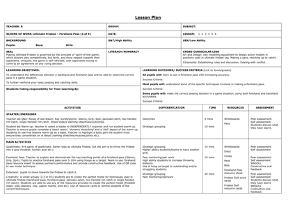 Ultimate Frisbee by rossywicks - UK Teaching Resources - TES