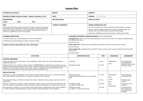 Ultimate Frisbee | Teaching Resources