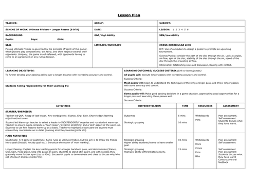 Ultimate Frisbee | Teaching Resources