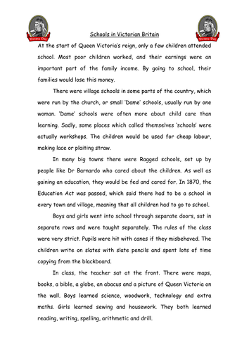 Life in Victorian times comprehension activity | Teaching Resources