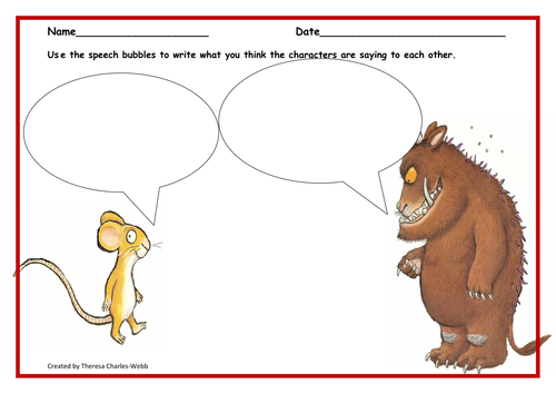 Gruffalo speech bubbles. | Teaching Resources