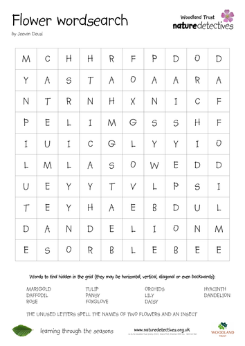 Flowers - Flower Wordsearches | Teaching Resources