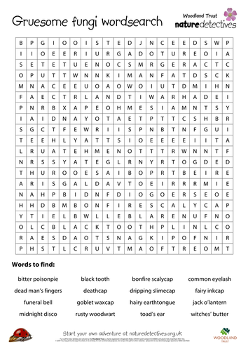 Gruesome fungi wordsearch | Teaching Resources
