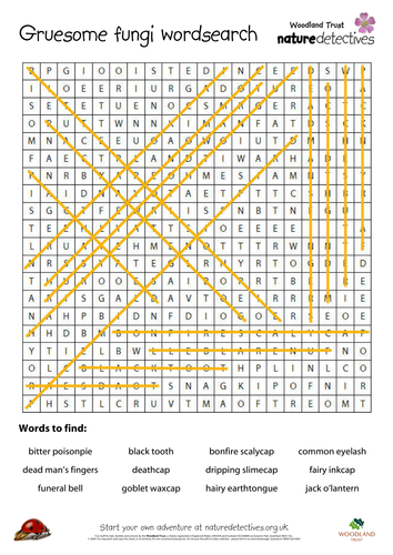 Gruesome fungi wordsearch | Teaching Resources