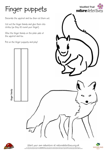 Squirrel and fox finger puppets | Teaching Resources