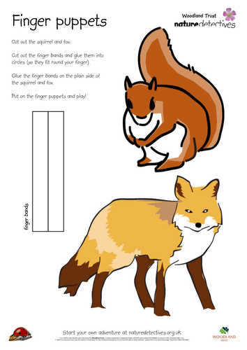Squirrel and fox finger puppets | Teaching Resources