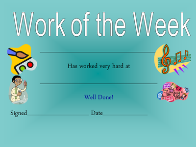 Work of the week certificate by pianocookie - UK Teaching Resources - TES
