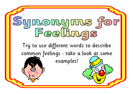 Synonyms for feelings | Teaching Resources