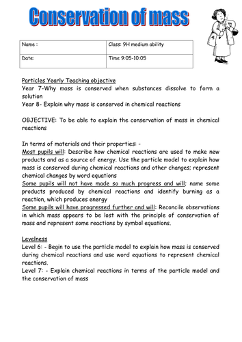 Conservation of mass | Teaching Resources