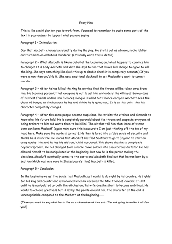 Macbeth essay plan | Teaching Resources