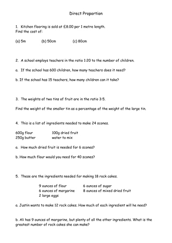 Ratio Revision Worksheet | Teaching Resources