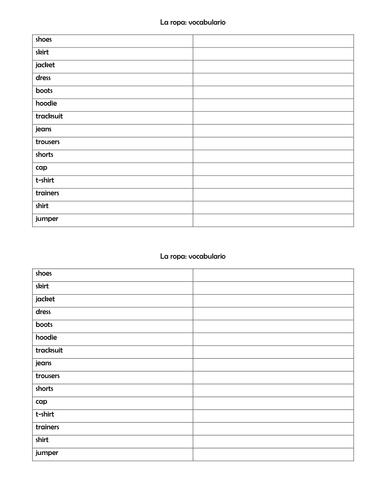 La Ropa - CLOTHES MATCH UP | Teaching Resources