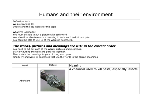 Human Impact on the Environment worksheets | Teaching Resources