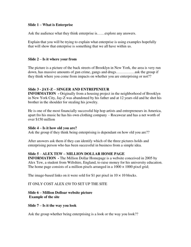 WHAT IS ENTERPRISE??? (presentation) | Teaching Resources