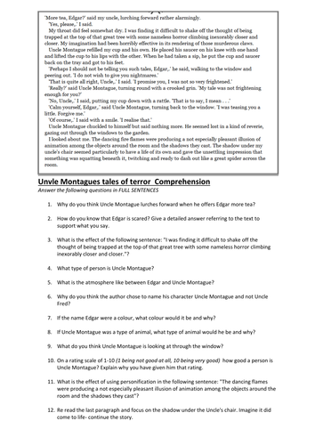 Uncle Montague's Tales of Terror resources | Teaching Resources