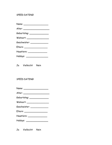 Speed Dating | Teaching Resources