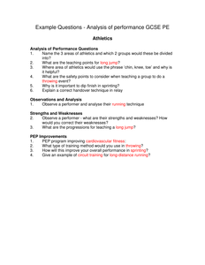 GCSE PE Analysis of Performance Questions by TomCollier - UK Teaching ...