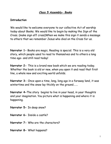 Ks2 Whole Class Assembly- The Bible & stories | Teaching Resources