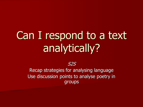 Year 10: Improving Analytical Writing: SoW | Teaching Resources