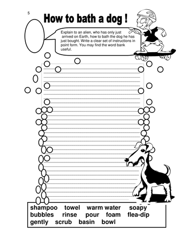 DOG THEME: How to bath a dog Creative writing | Teaching Resources