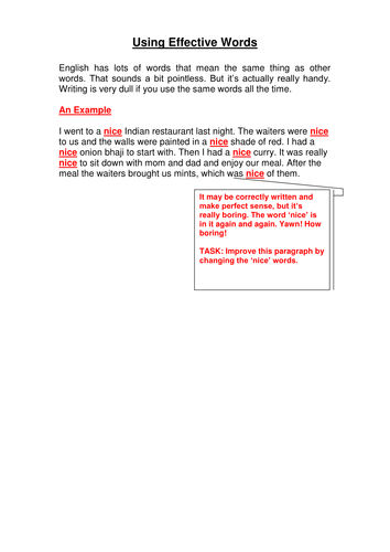 Using a thesaurus to improve vocabulary - starter | Teaching Resources