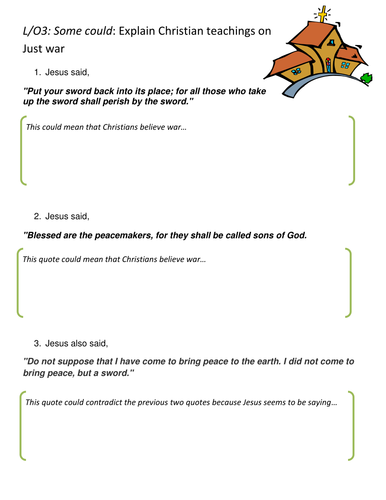 Just War: PowerPoint and worksheet attached | Teaching Resources