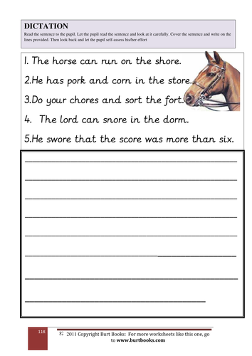 PHONICS The OR SOUND dictation | Teaching Resources