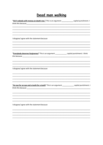 Dead Man Walking Sheet | Teaching Resources