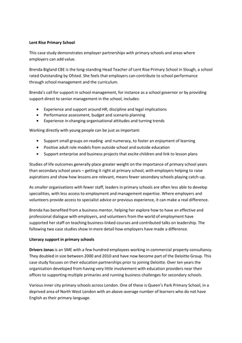 Lent Rise Primart Case Study 2 | Teaching Resources