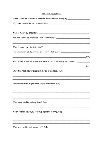 Holocaust Assessment | Teaching Resources
