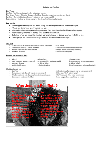 Religion & conflict revision notes | Teaching Resources