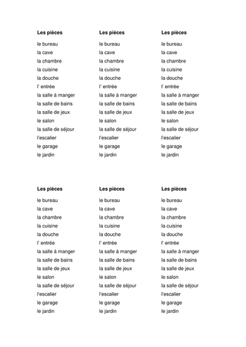 Metro 1: La plan de ma maison - key vocab | Teaching Resources