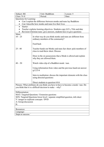 Buddhism lesson plans | Teaching Resources